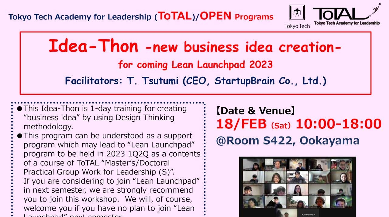 ToTAL/OPEN Programs "Idea-Thon - new business idea creation – for ...